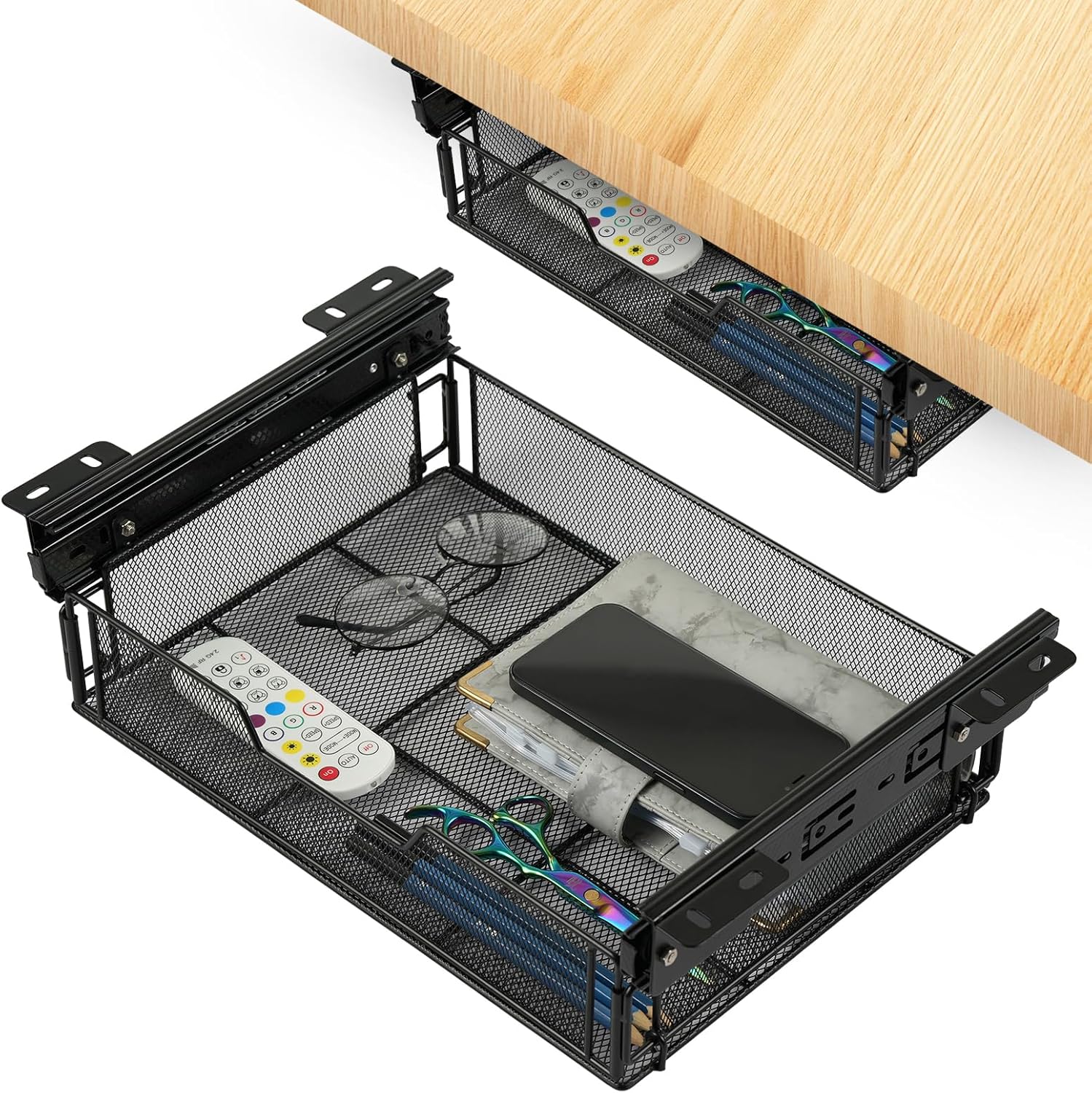 Under Desk Mounted Sliding Pull-out Drawer, Ball-Bearing Slides Under ...