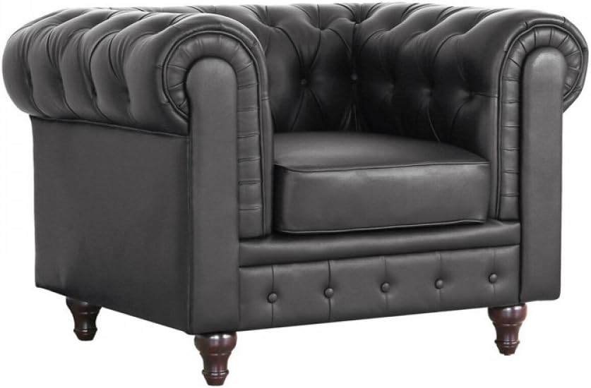 Usp90s5068c 31" H Classic Style Black Faux Leather Button Tufted Back ...