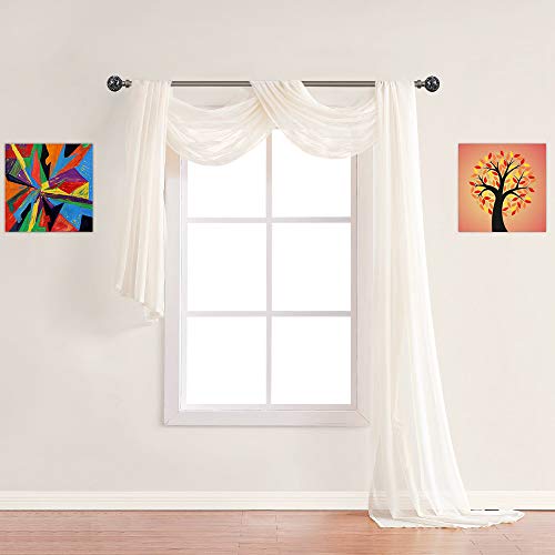 Warm Home Designs Extra Long Navy Blue Sheer Window Scarf. Valance ...