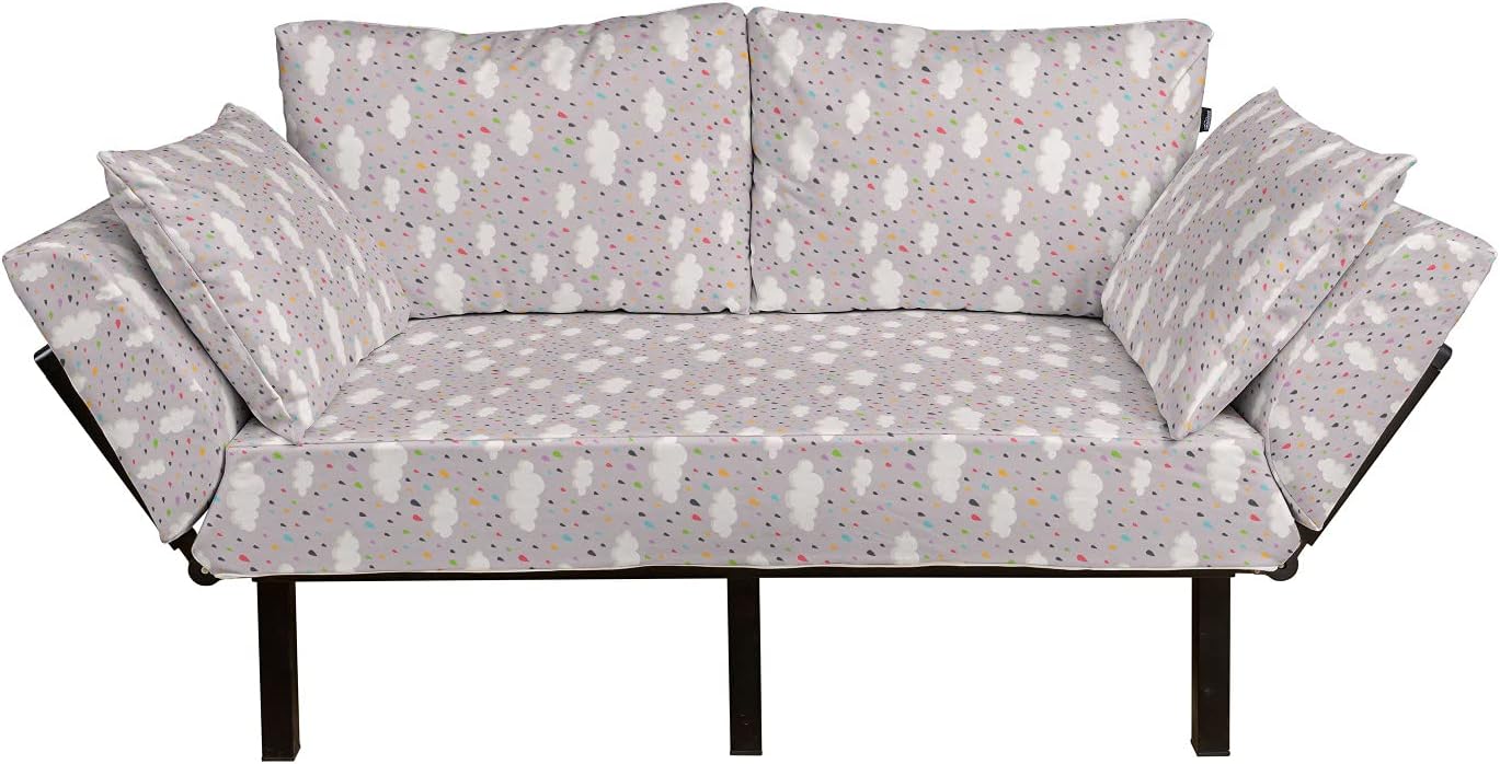 Ambesonne Rain Futon Couch, Colorful Pouring Tiny Droplets Pastel Color ...
